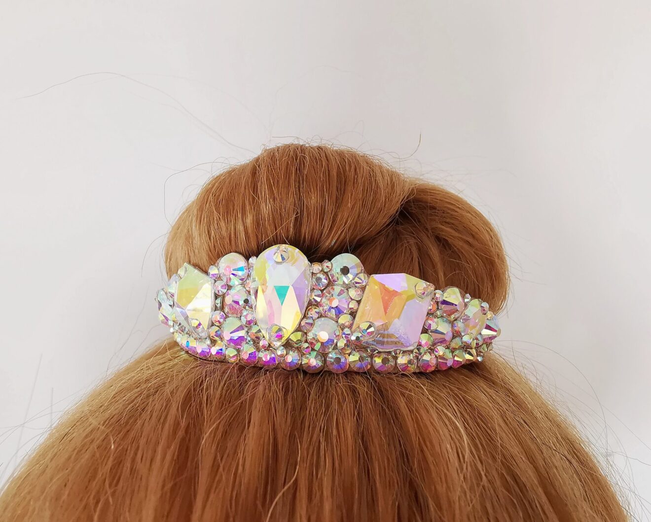 Hair bun crown with AB rhinestones | Online shop Alina Dance Jewelry