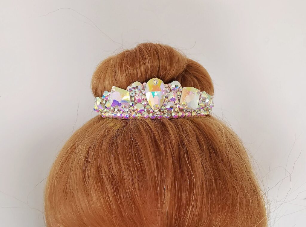 Hair bun crown with AB rhinestones | Online shop Alina Dance Jewelry