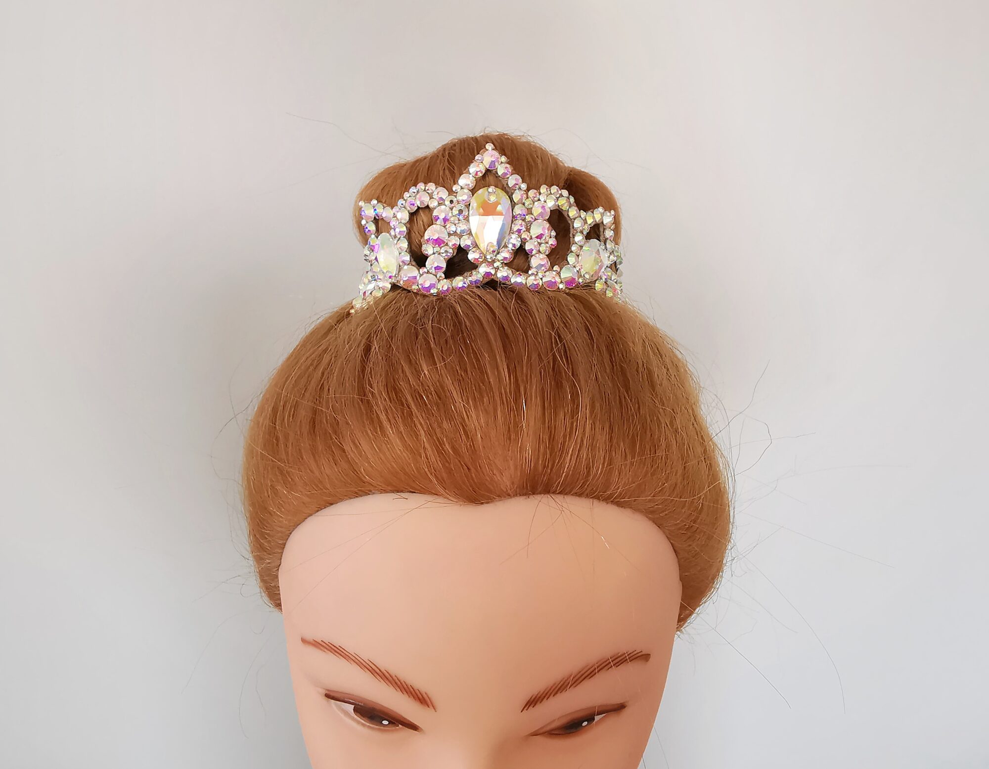 Hair bun crown with AB rhinestones | Online shop Alina Dance Jewelry
