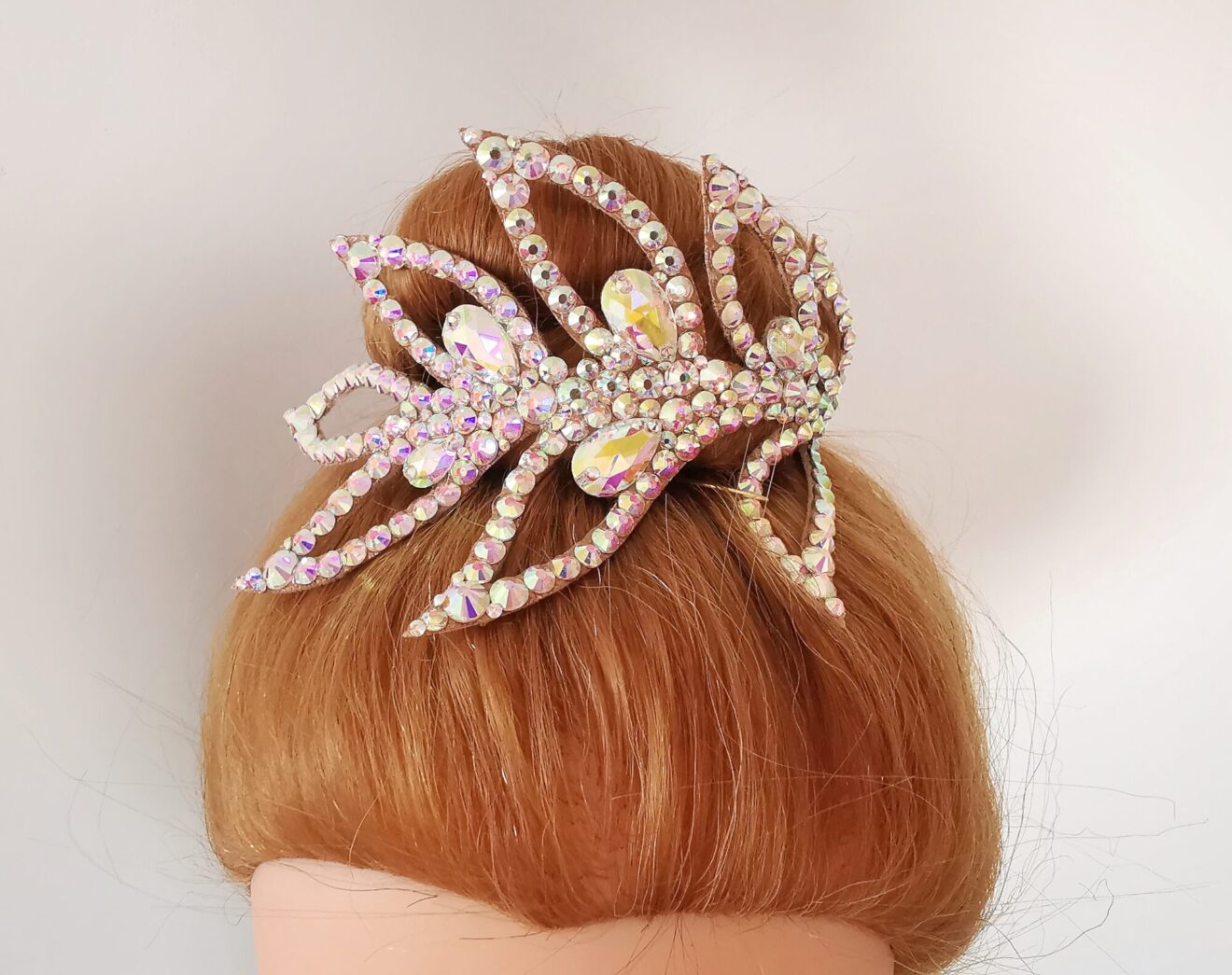 Hair bun crown with AB rhinestones | Online shop Alina Dance Jewelry